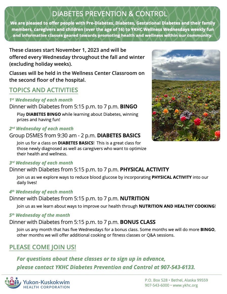 Weekly diabetes classes at YKHC – Yukon-Kuskokwim Health Corporation